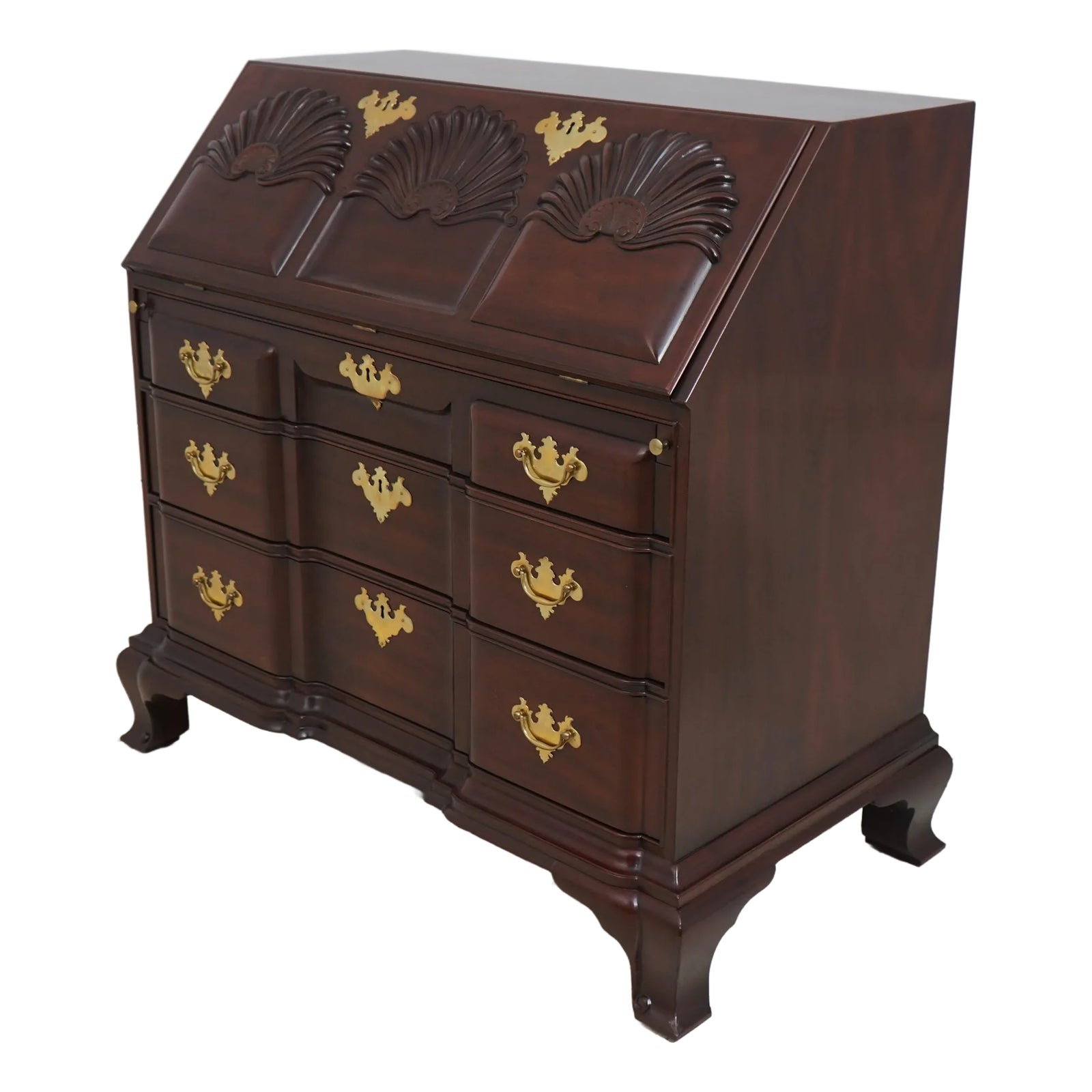 Franklin Heirloom Mahogany Block Front Slant Top Desk | Chairish