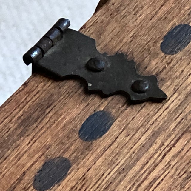 Antique Oak Splint Picnic Basket With Stenciled Embellishments | Chairish