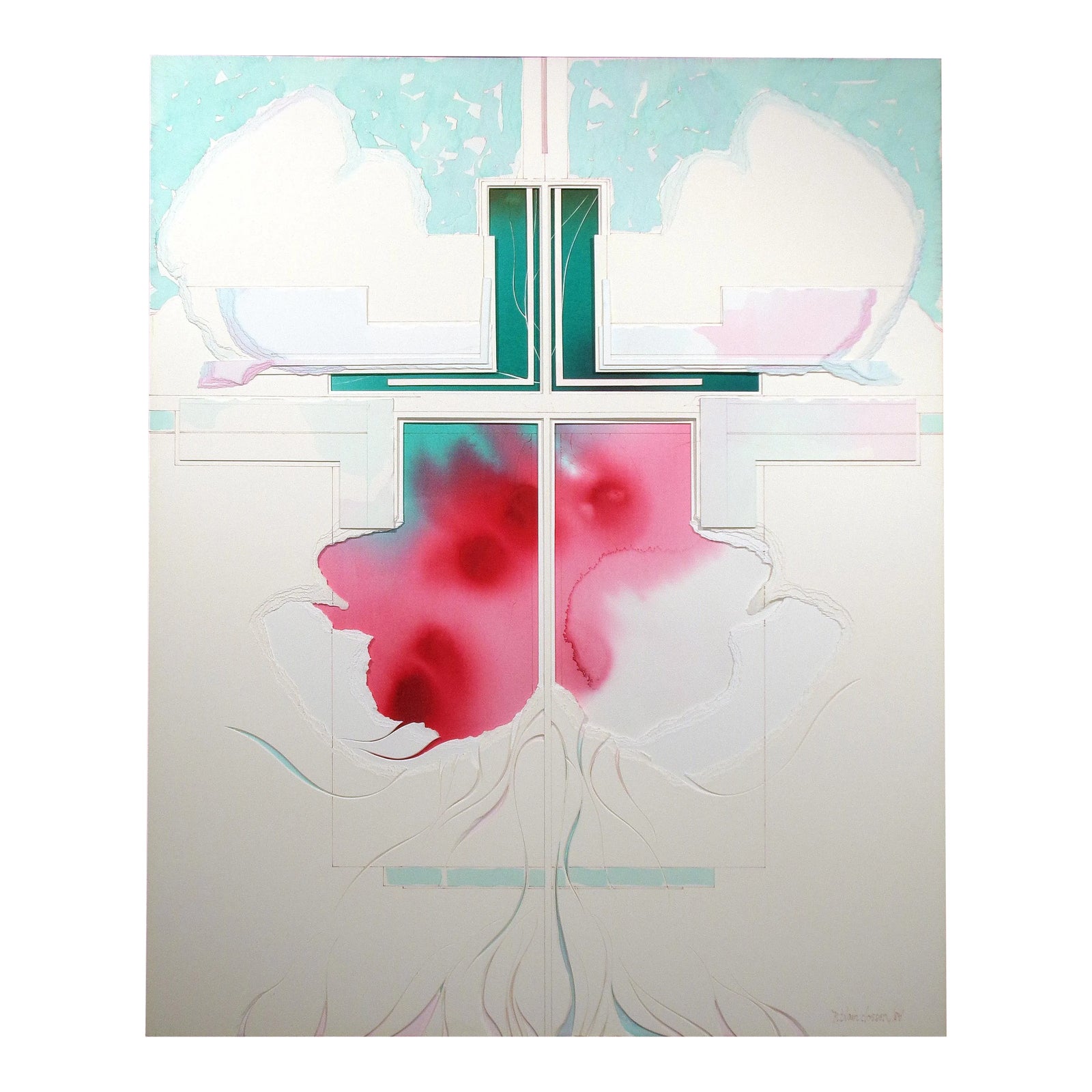 1984 "Cross Series - Warming Up" Mixed-Media Assemblage and Watercolor ...