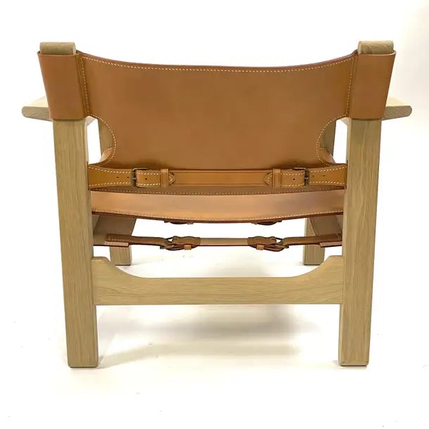 Børge Mogensen Oak & Saddle Leather 1958 Spanish Chair for Frederica ...