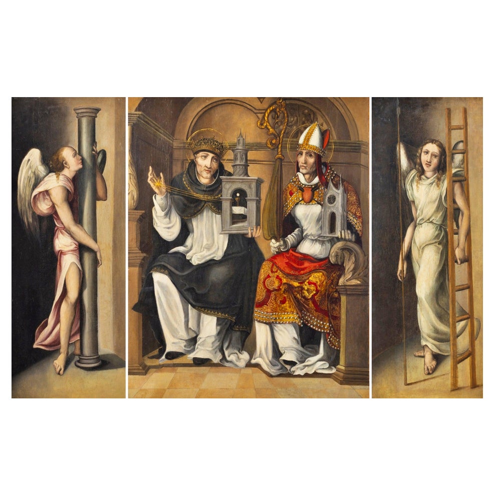 Spanish School Artist, Annunciation Triptych, 17th Century, Oil on Canvas | Chairish