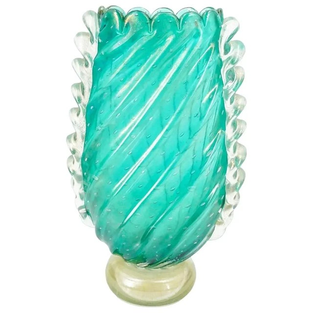 Large Turquoise Blue Murano Glass Mid-Century Modern Vases by Barovier E Toso, 1950s - a Pair ...