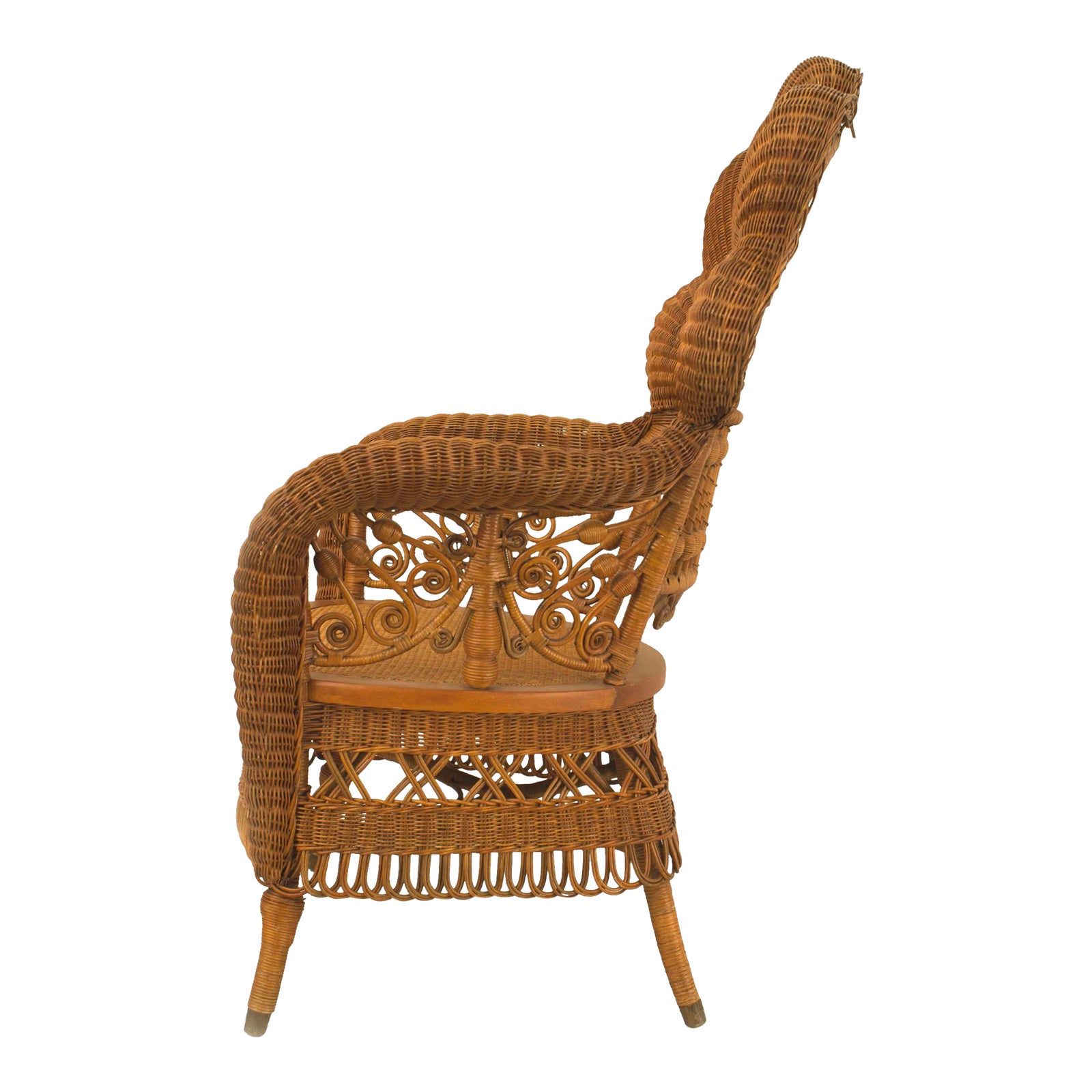American Victorian Natural Wicker Arm Chair | Chairish