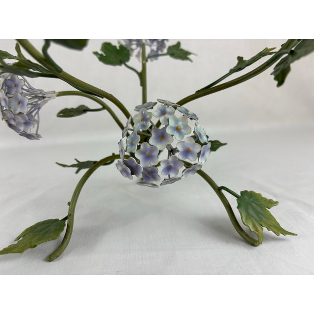 Shabby Chic Wrought Iron Hydrangeas Toleware Stand & Bowl Centerpiece ...