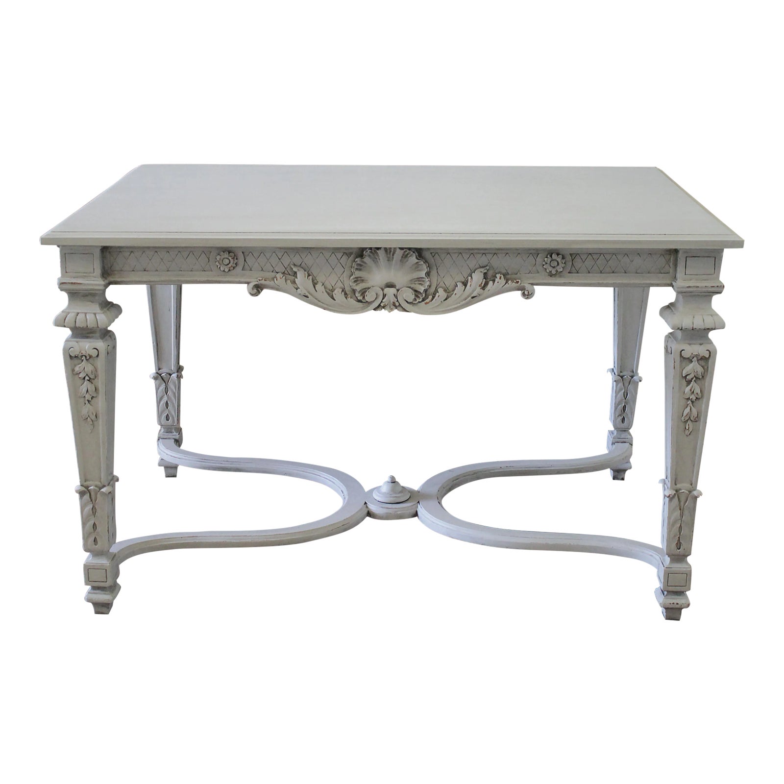 20th Century Carved & Painted Neoclassical Style Center Table | Chairish