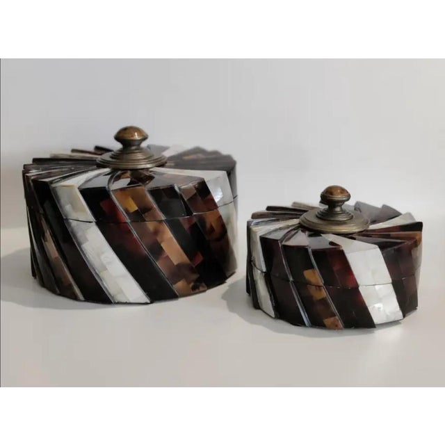 1990s Vintage Maitland-Smith Tessellated Faux Tortoise Shell and Mother ...