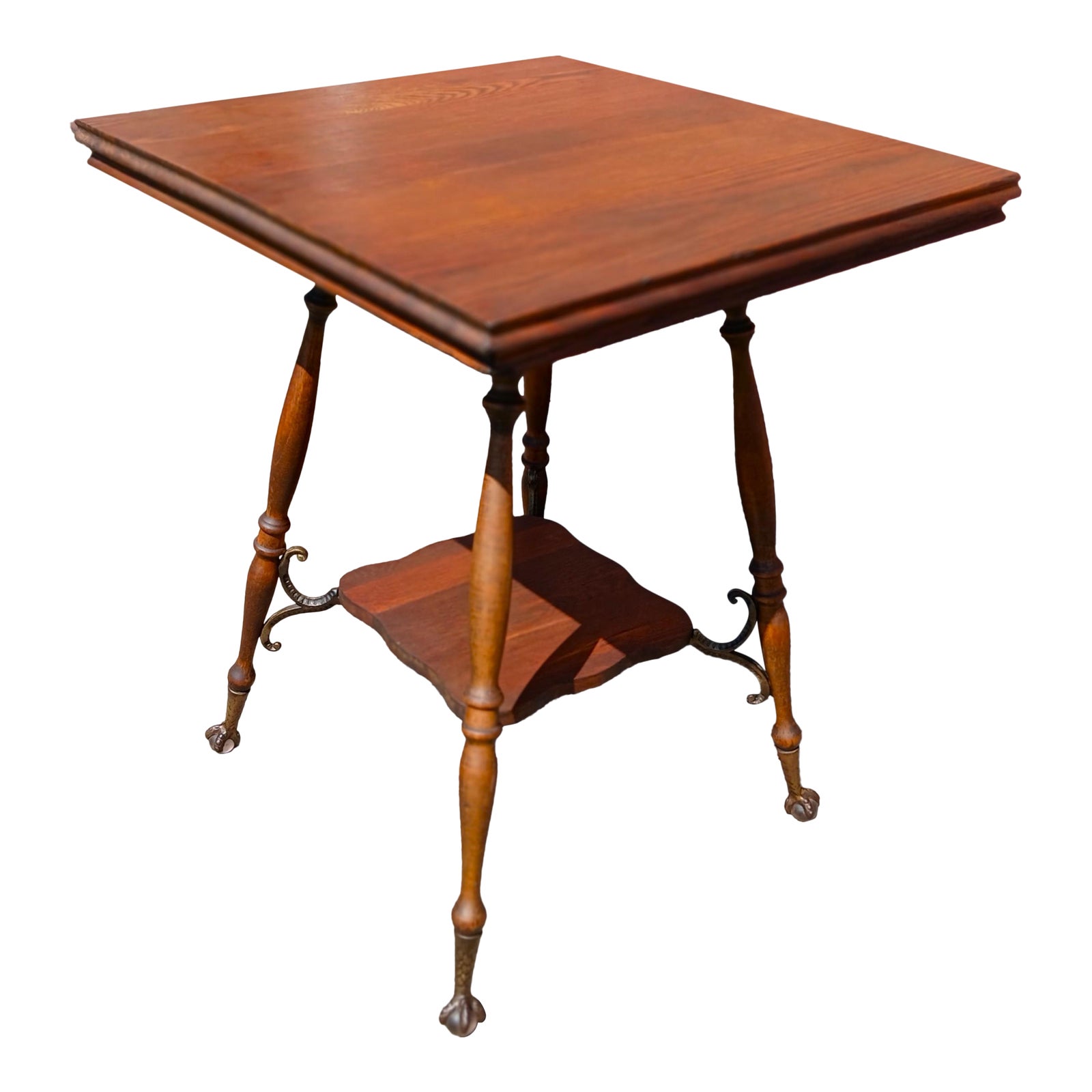 Antique Victorian Oak Parlor Table With Claw Feet 1890s | Chairish