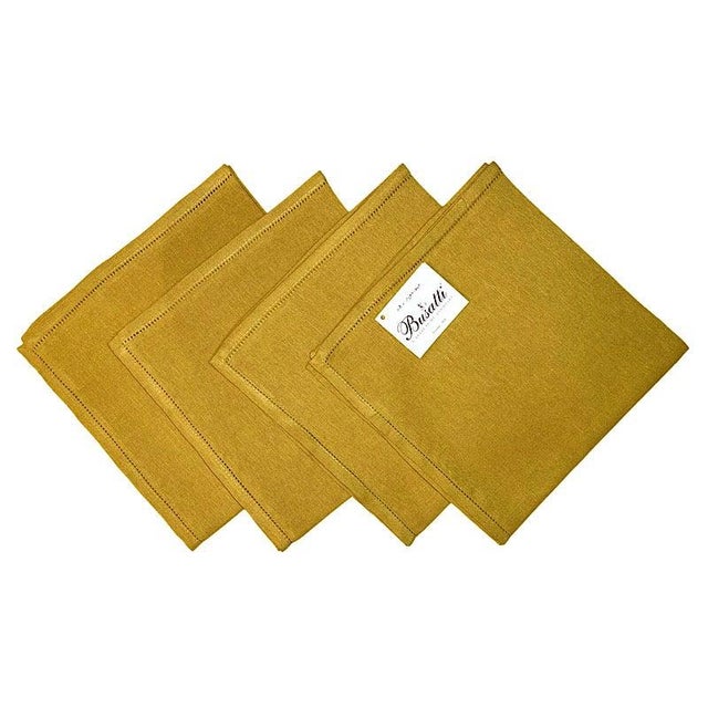 Busatti Italian Handcrafted Linen Dinner Napkins, Saffron - Set of 4 ...