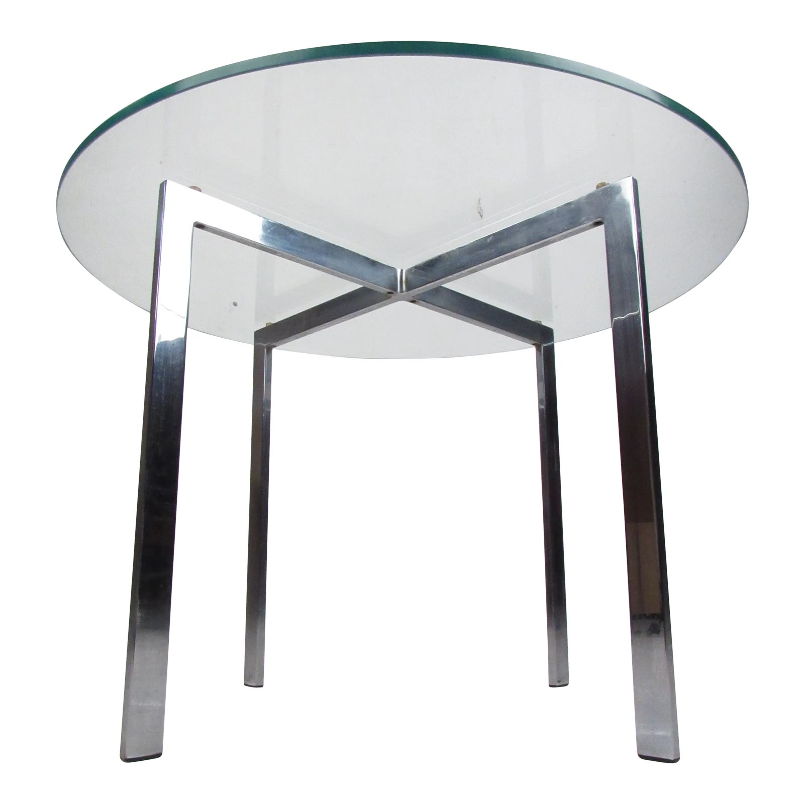 Mid-Century Round Top Glass Coffee Table | Chairish
