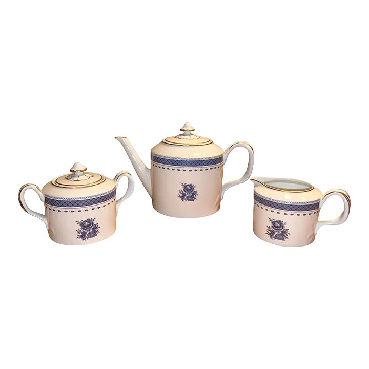 Late 20th Century Mottahedeh Indigo Tea Set- 3 Pieces | Chairish