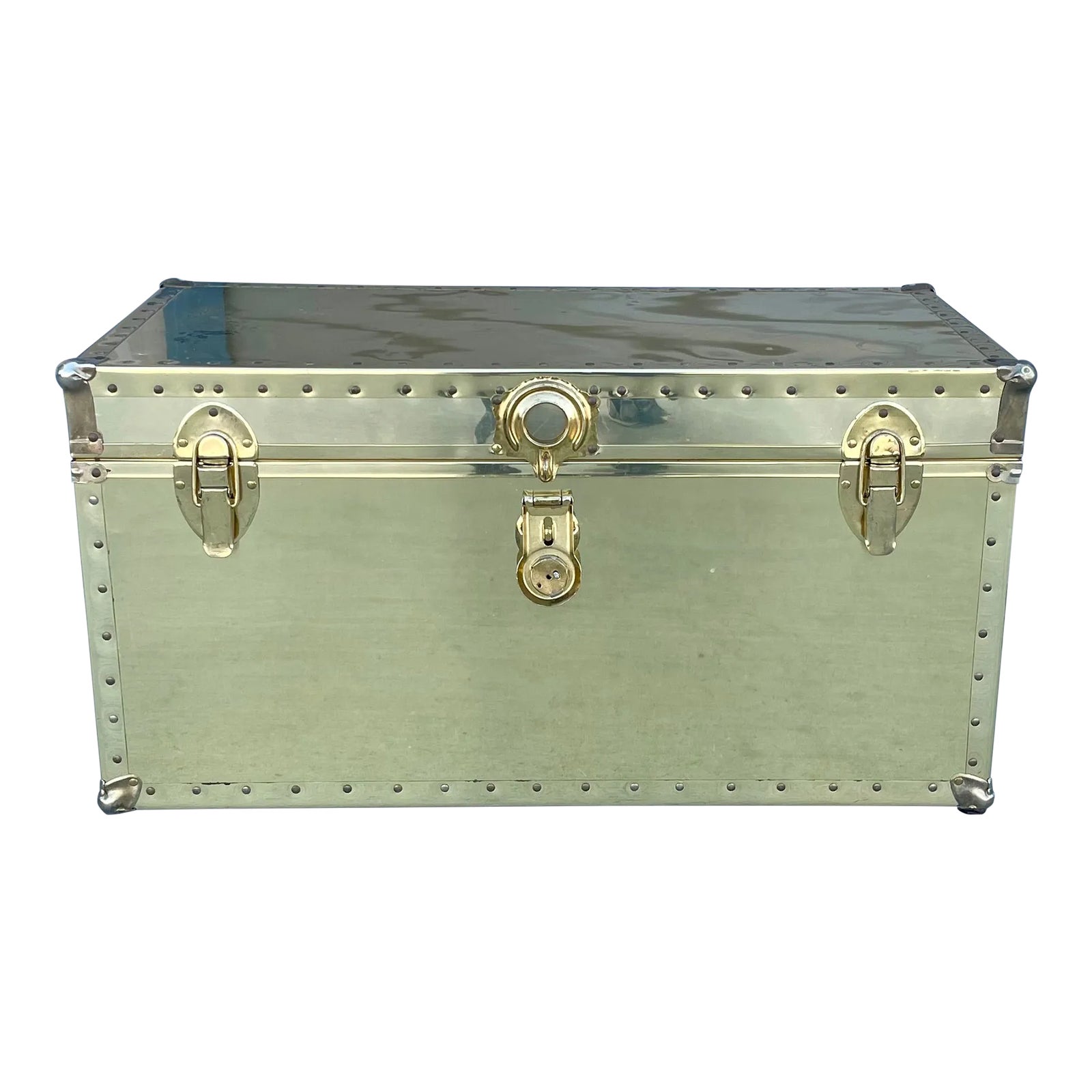 1950s Hollywood Regency Brass Chest | Chairish