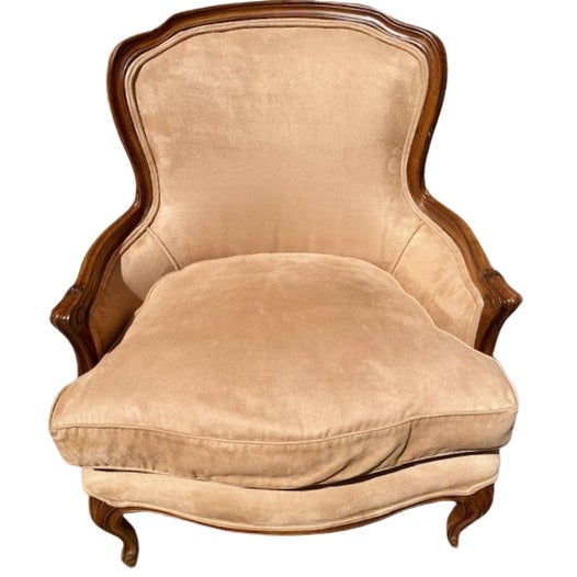 Transitional Suede Lounge Chair | Chairish