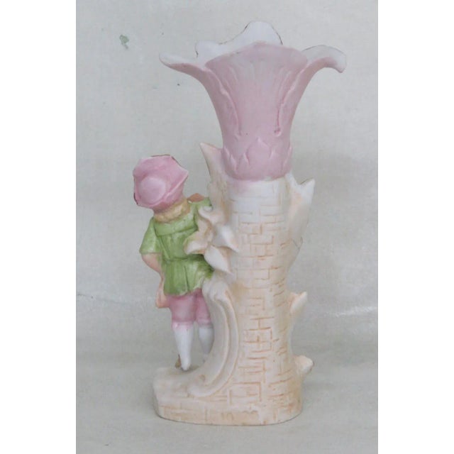 Porcelain Boy and Flower Figurine Vase | Chairish