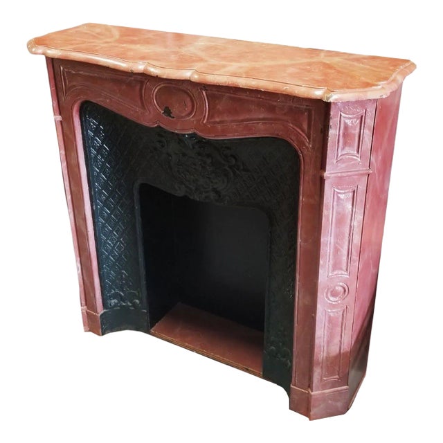1980s Louis XV Style Burgundy Faux Fireplace Mantle | Chairish
