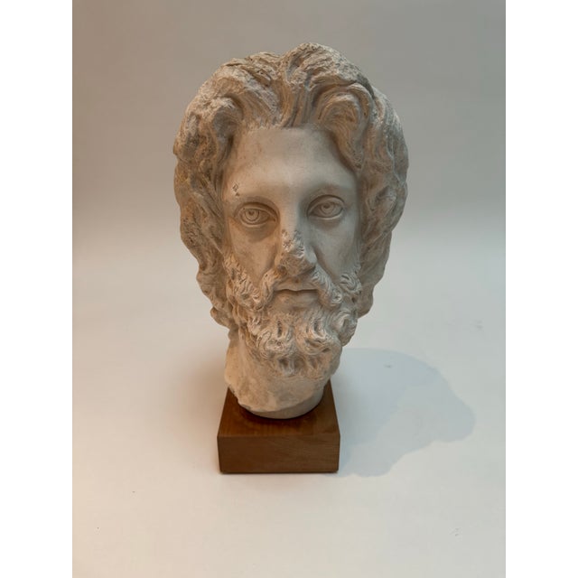 Bust of an Ancient Greek or Roman Bard on Wood Base | Chairish