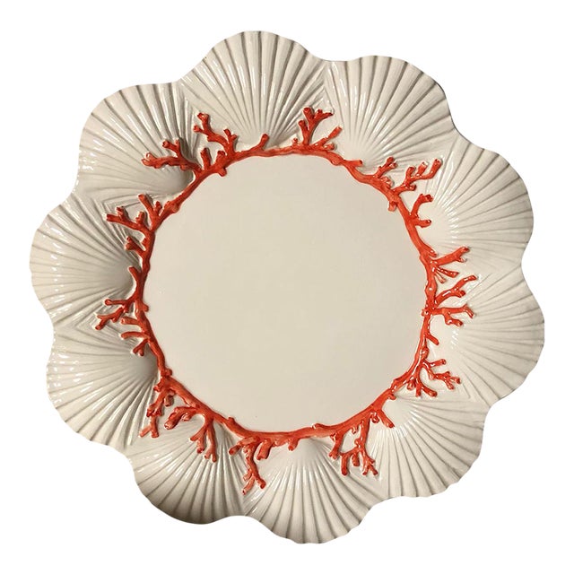 Les Ottomans Saint Jacques Ceramic Shell and Coral Dinner Plate | Chairish