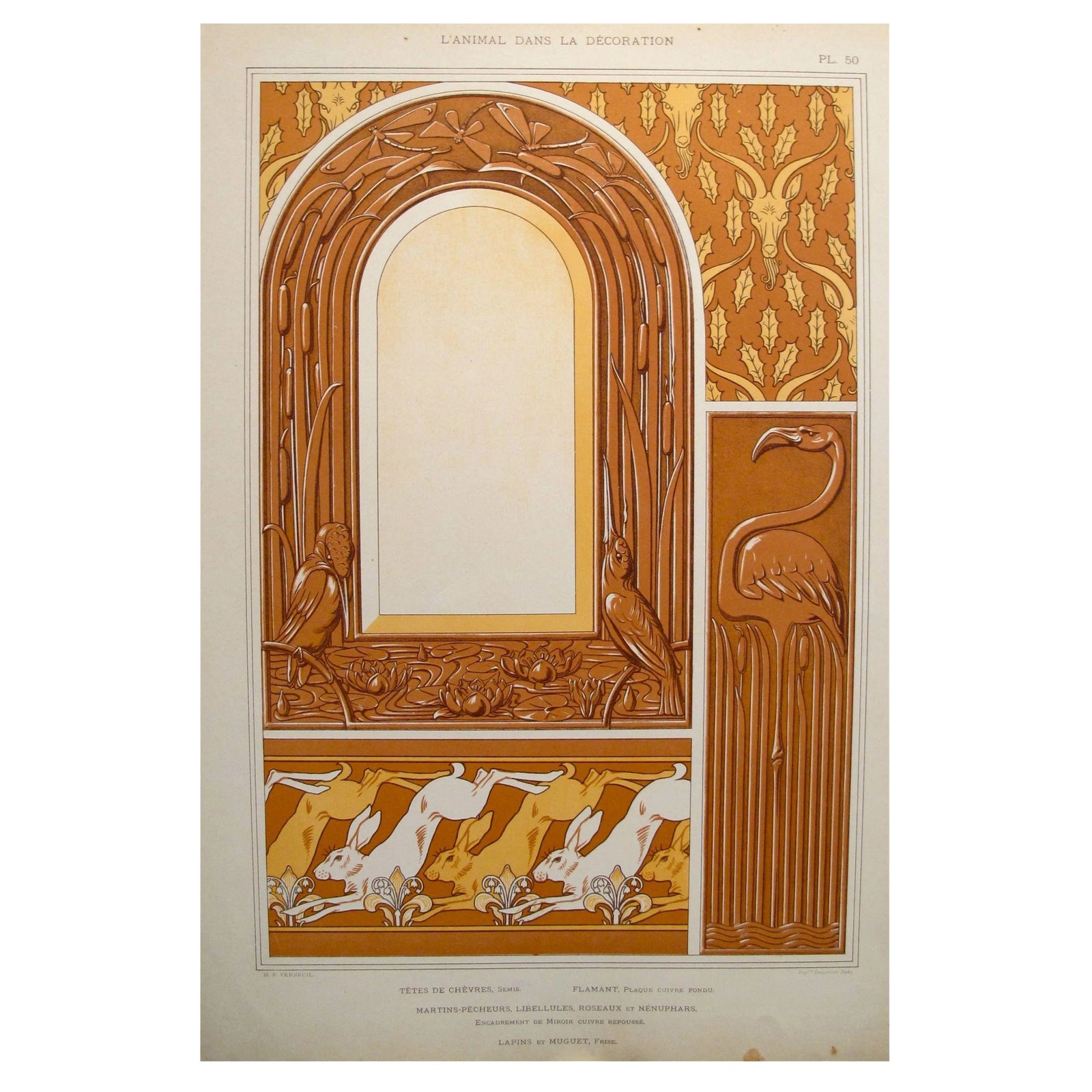 1897 Original Vintage Decorator Sheet, Plate 50 | Chairish