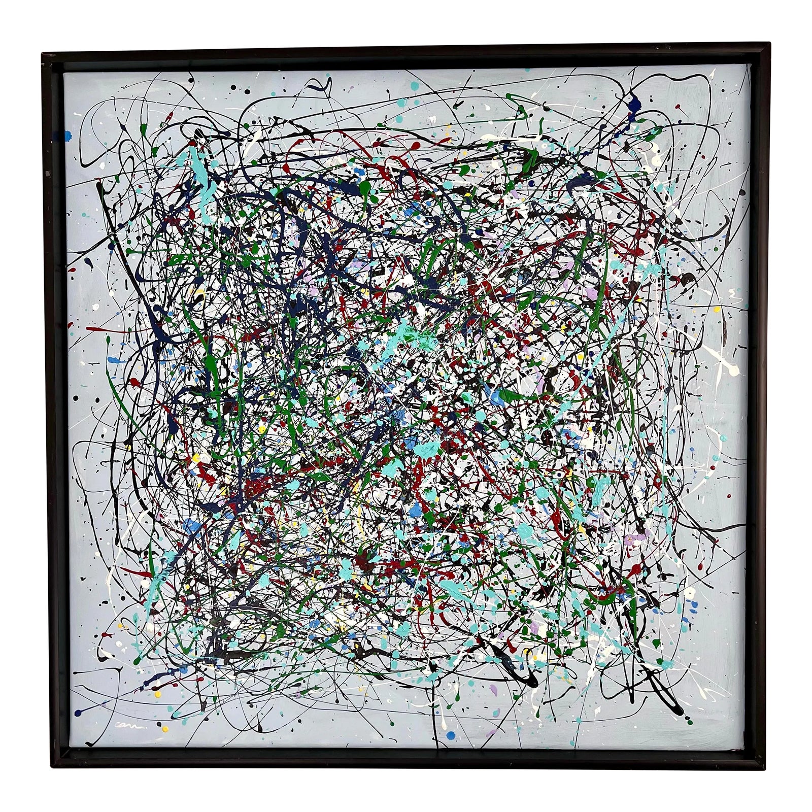 Large After Jackson Pollack Abstract Painting by Arlene Carr | Chairish