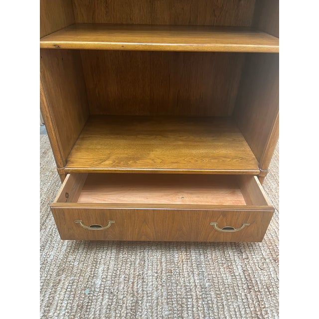 1970s Drexel Heritage Accolade Campaign Style Corner Bookcase | Chairish