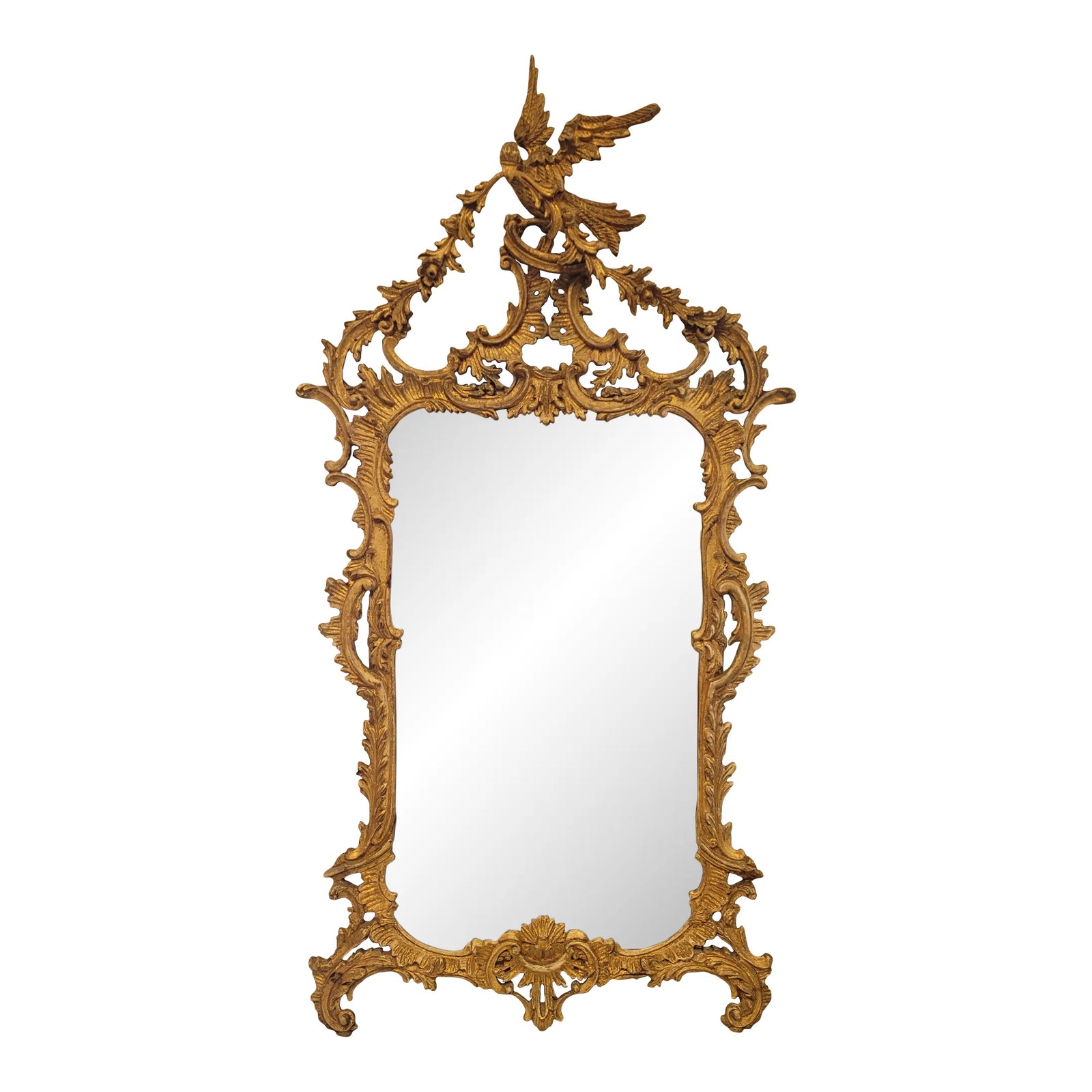 Large 1960s Italian Rococo Style Chippendale Mirror | Chairish