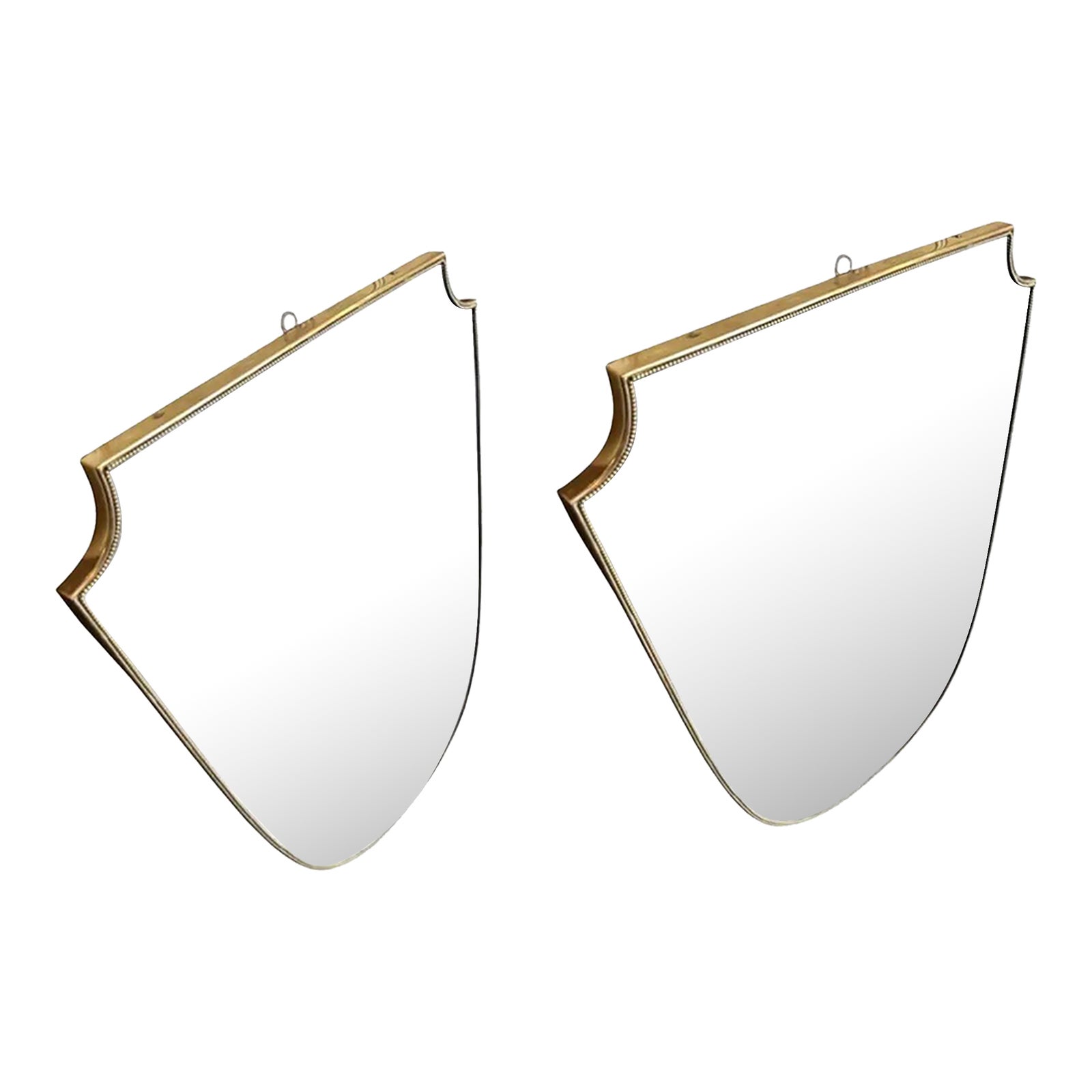 Two 1960s Gio Ponti Style Mid-Century Modern Brass Italian Shield Wall ...