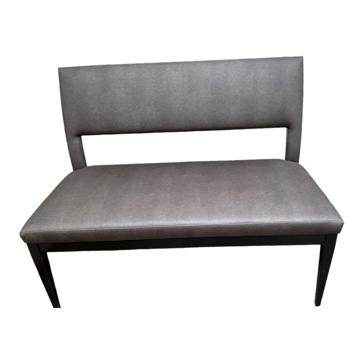 Blue-Gray Vinyl Hall Bench with Java Legs | Chairish