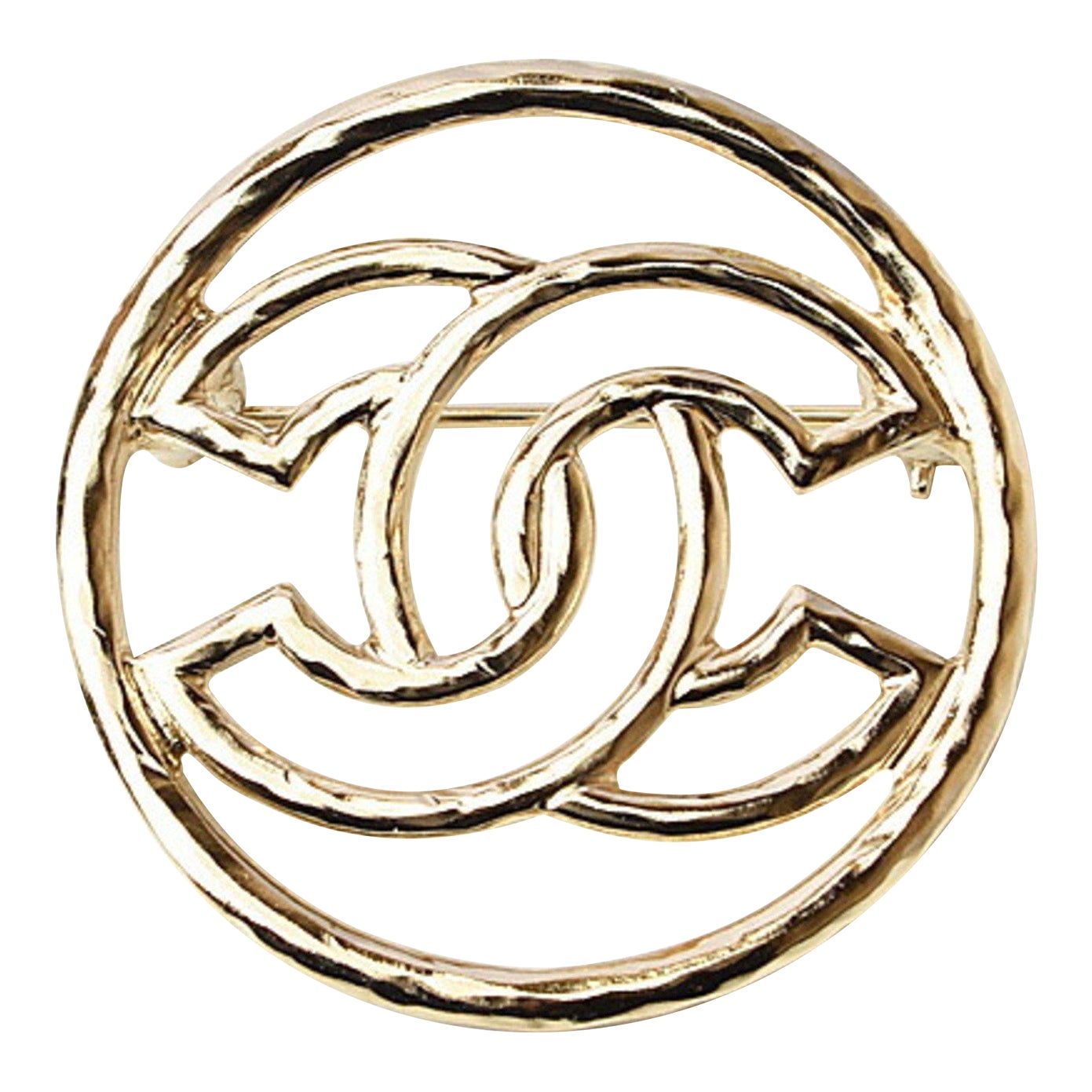 Chanel Brooch Pin Circle Coco Mark Cc Gold | Chairish