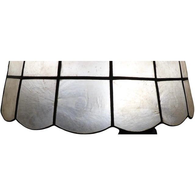 Vintage Leaded Capiz Shell Lamp Shade With Scalloped Edge and Brass ...