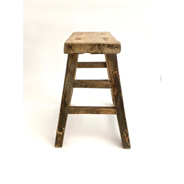 Rustic Elm Farmhouse Stool | Chairish
