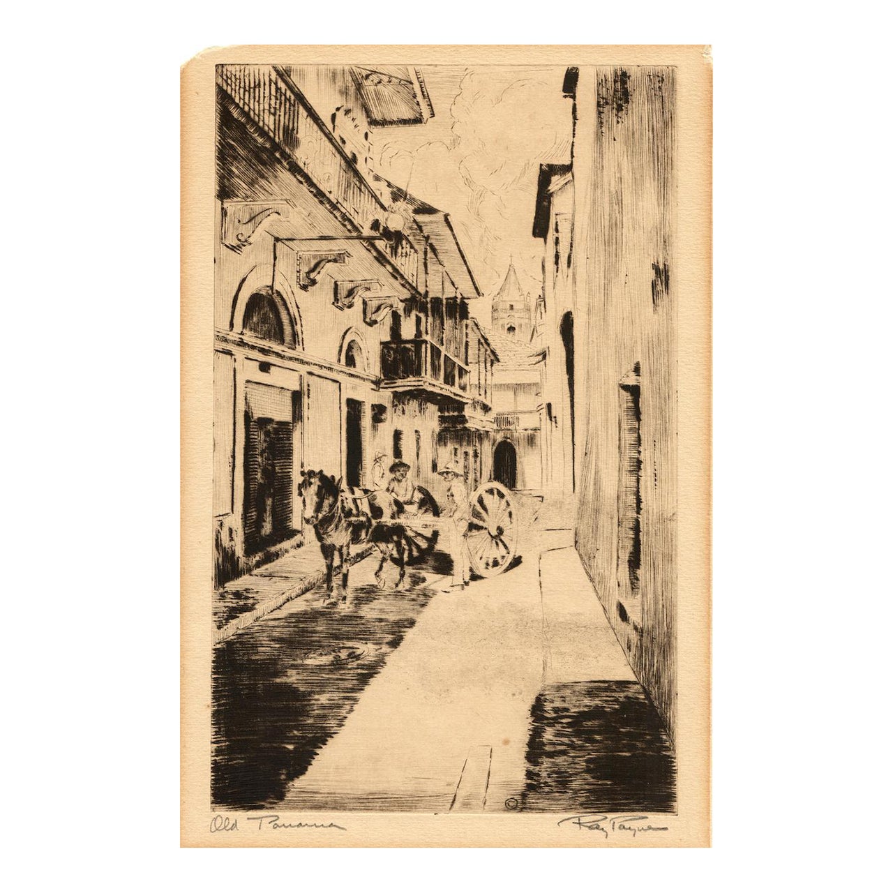 Ray Payne "Old Panama" Etching C.1950 | Chairish