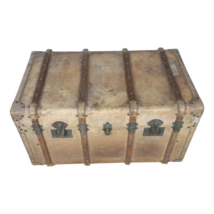 Vintage Vellum Travel Trunk, 1920s | Chairish