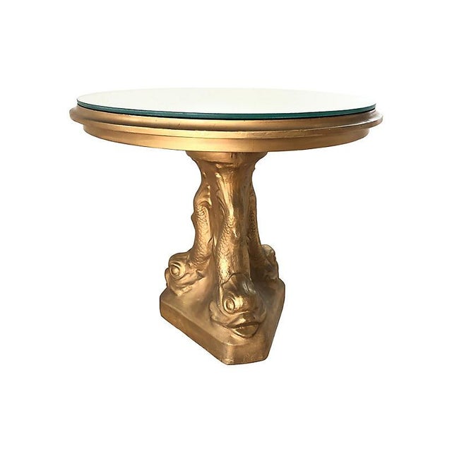 Hollywood Regency Koi Fish Occasional Side Table; Mirror Surface | Chairish