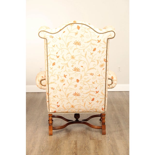 Lee Jofa William & Mary Style Wingback Lounge Chair | Chairish