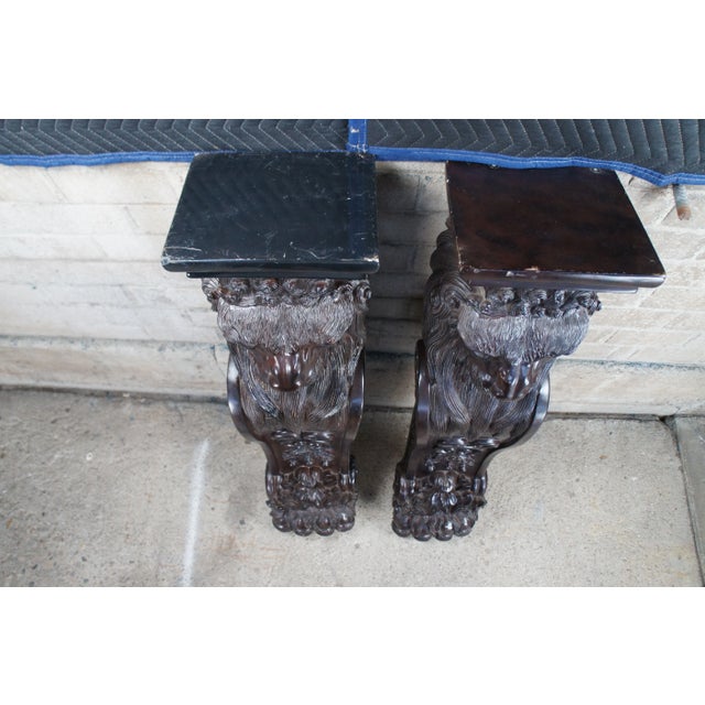 Set of 2 Vintage Architectural Lion Head Corbels Columns Pillars ...