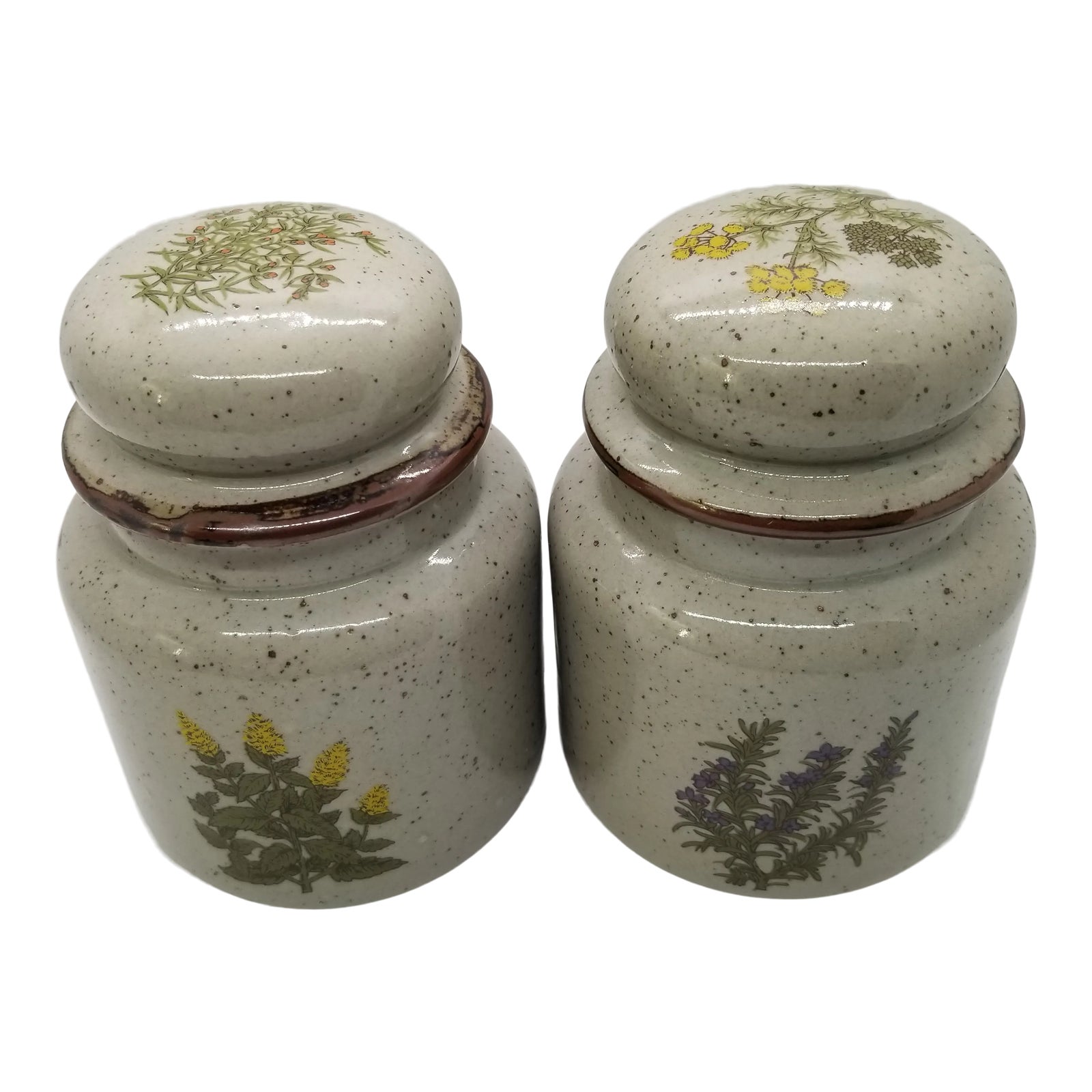 Vintage Mid-Century Modern Botanical Ceramic Takahashi Canisters - a ...