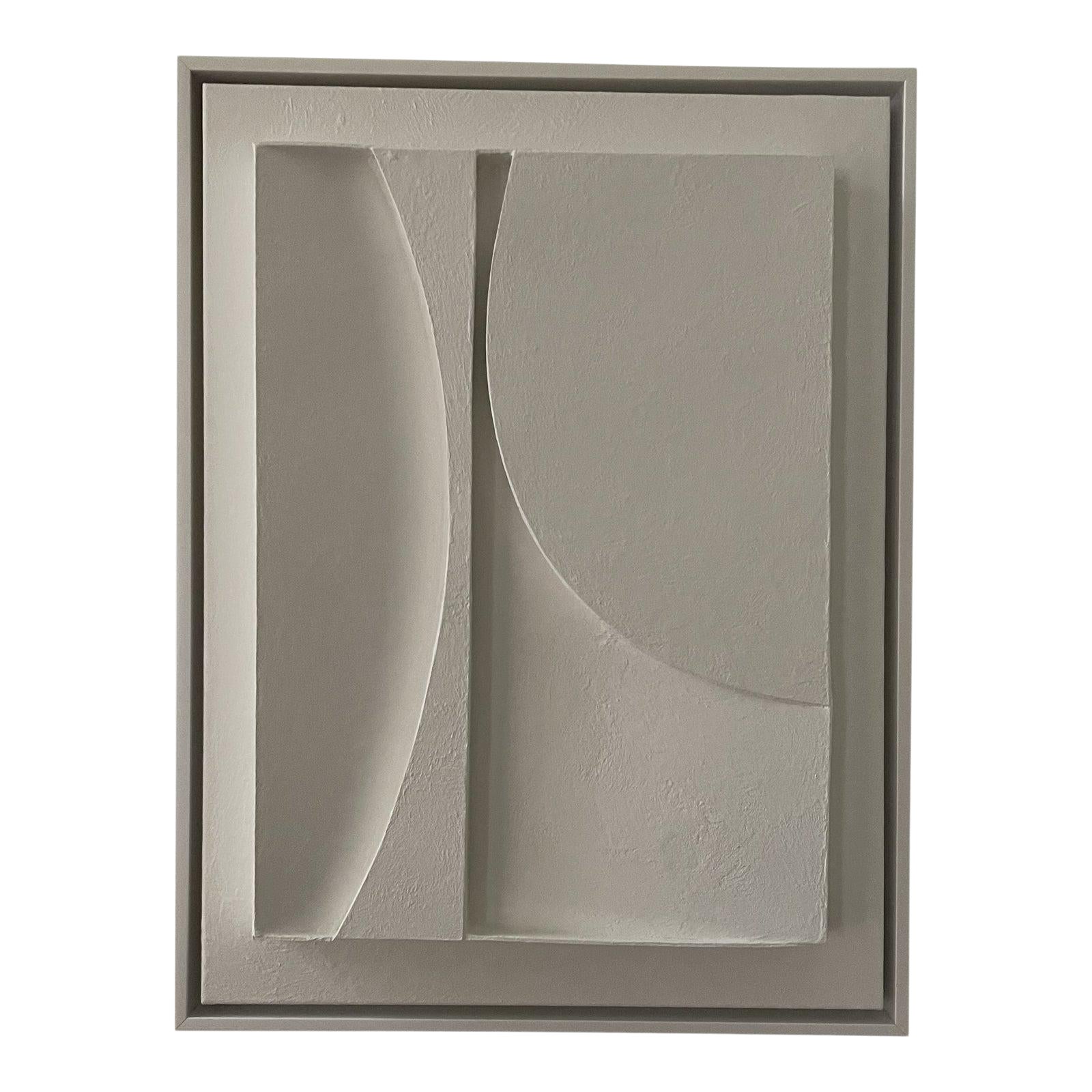 Contemporary Minimalist Abstract Plaster Relief Painting, Framed | Chairish