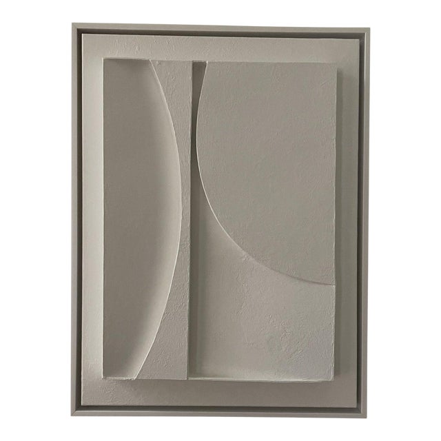 Contemporary Minimalist Abstract Plaster Relief Painting, Framed | Chairish