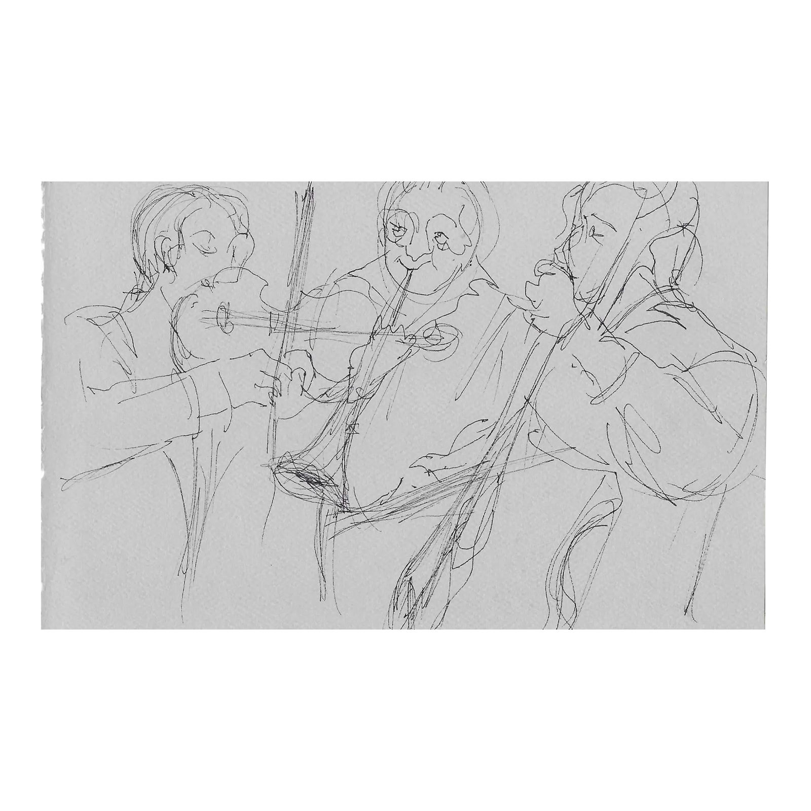 1960s Musical Trio Drawing | Chairish