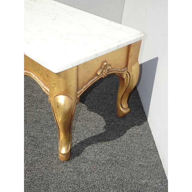 Vintage French Louis XVI Style Low 14" H Gold Console Table With White ...