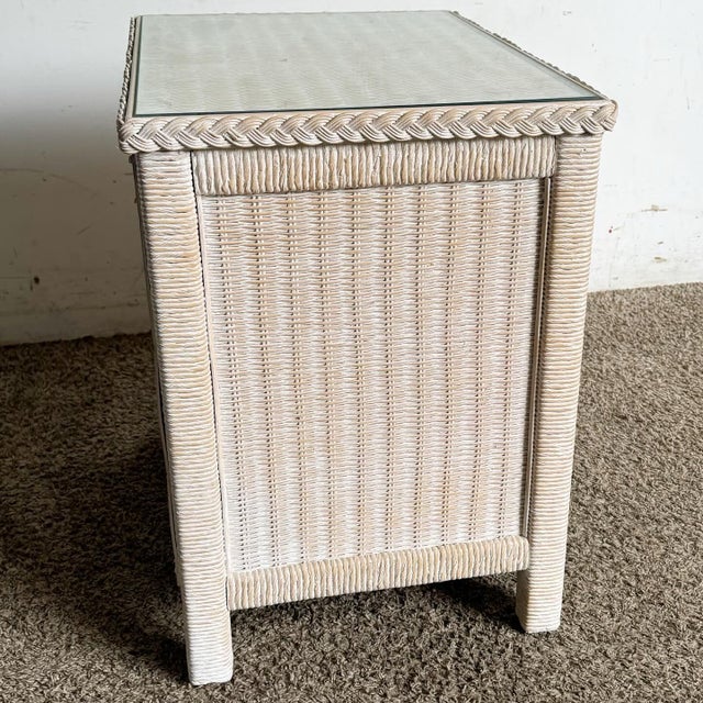 Boho Chic White Washed Henry Link Wicker Nightstand by Lexington ...