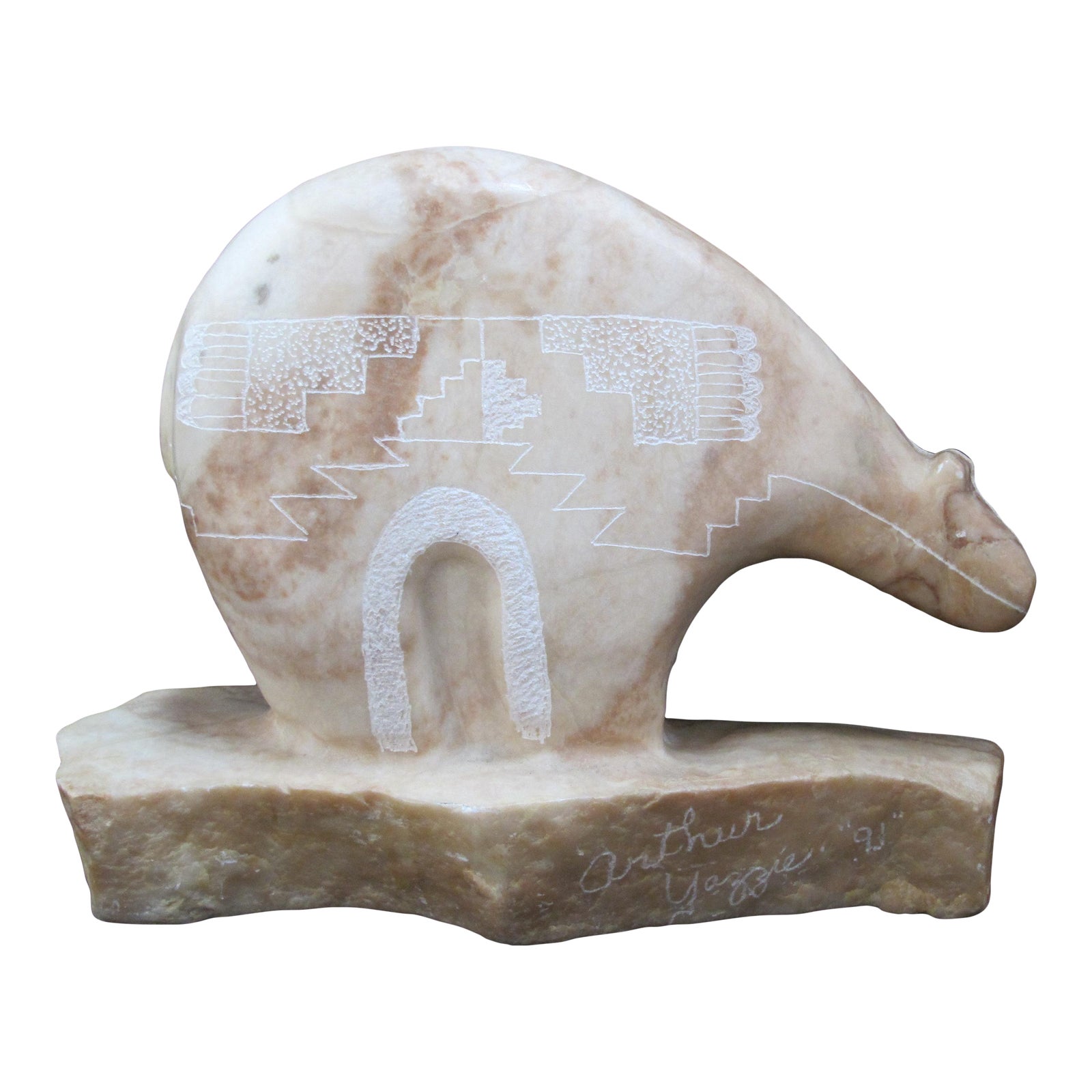 Arthur Yazzie Native Alabaster Bear Fetish Carving Animal Sculpture on ...