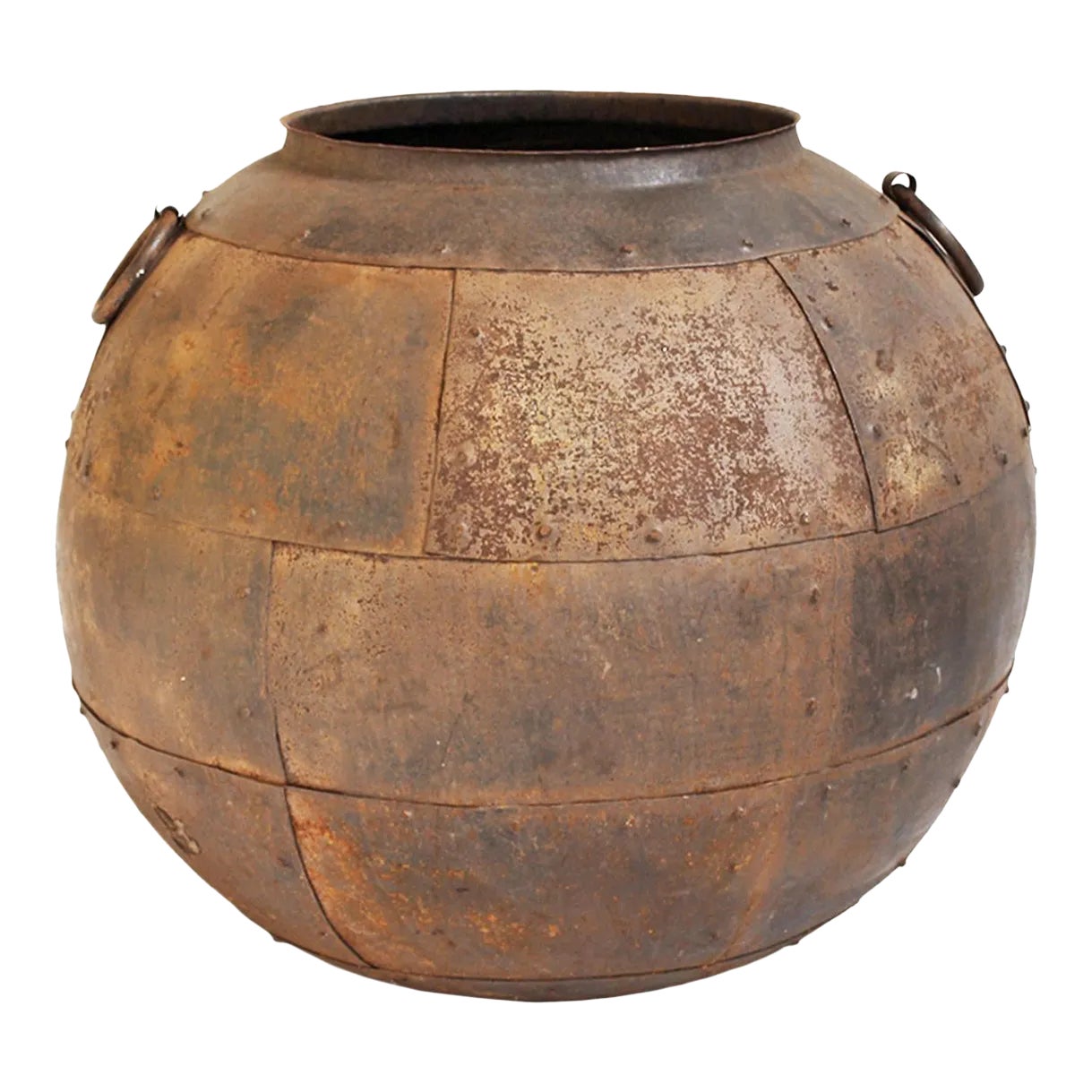 Vintage Industrial Round Iron Pot | Chairish