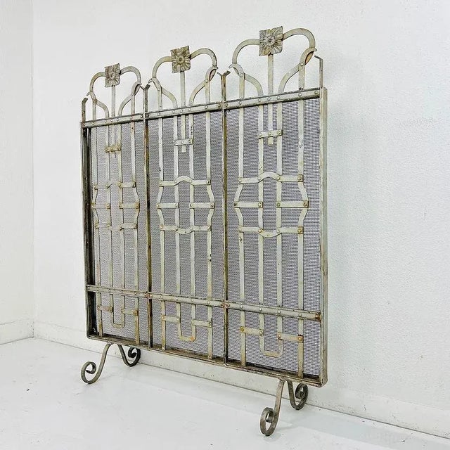 1940s Hand Forged Iron Fireplace Screen | Chairish