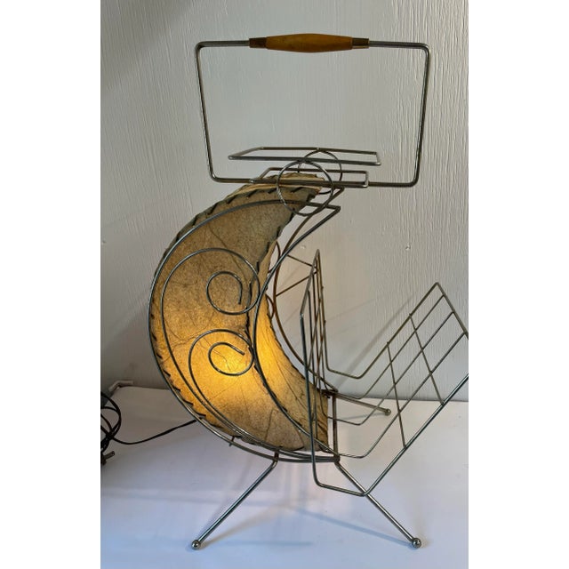 Mid Century Crescent Moon Lamp Magazine Stand | Chairish