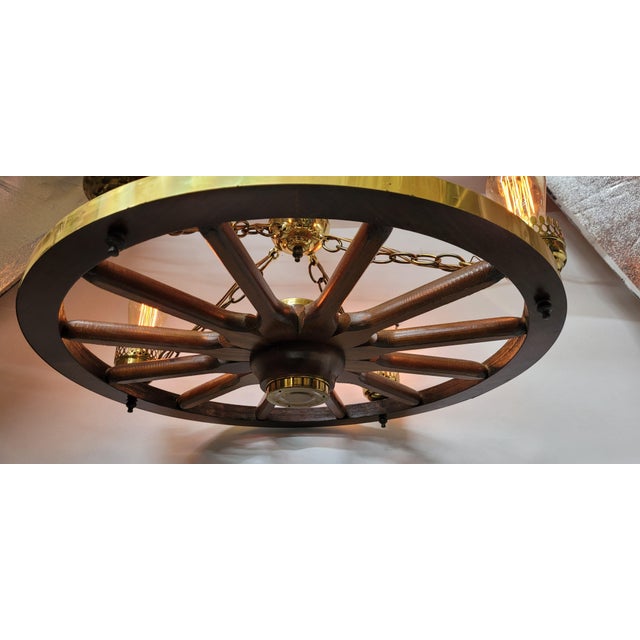 Vintage Rustic Farmhouse Wagon Wheel Chandelier 4 Light Fixture Lamp ...