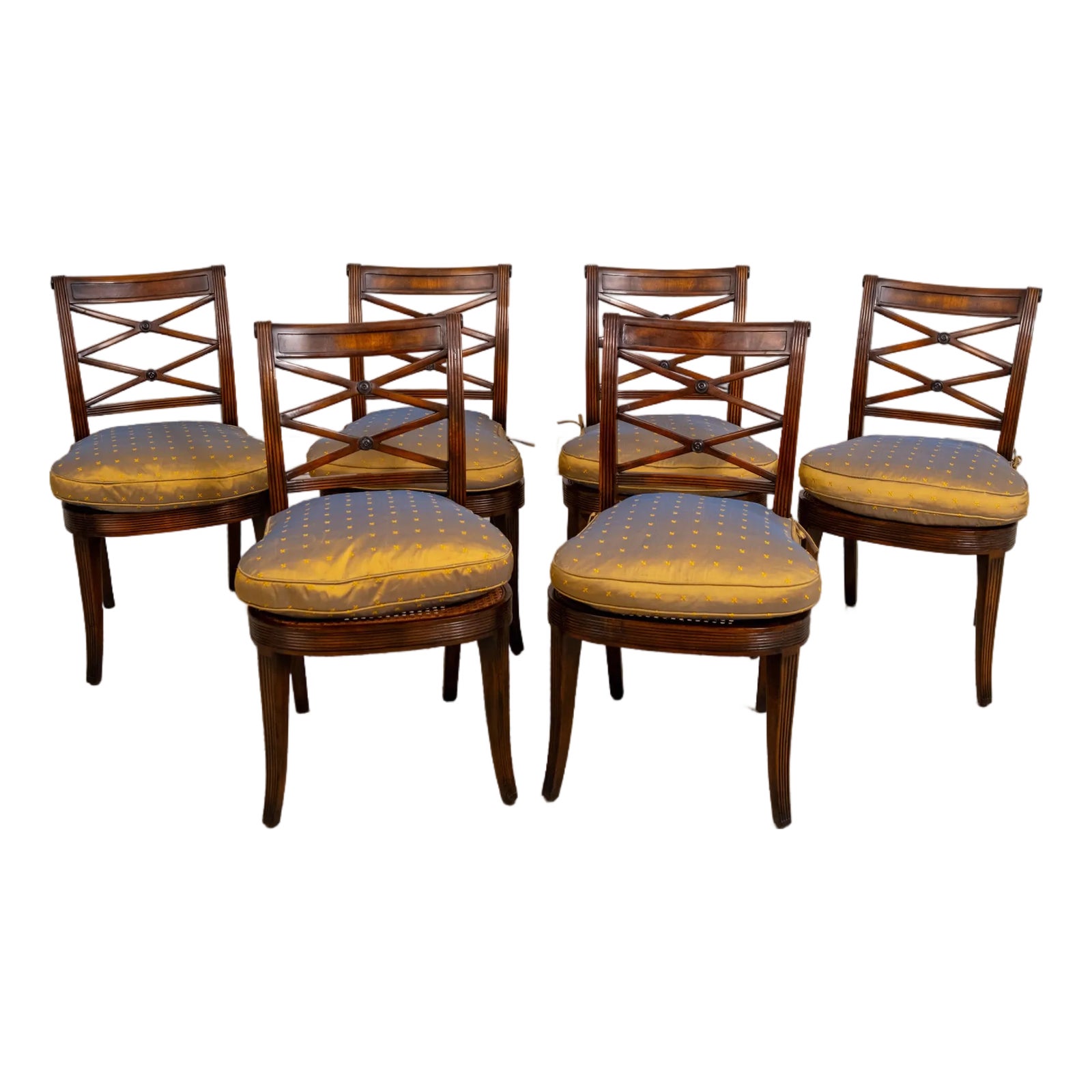 Set of 6 Theodore Alexander Walnut Regency Cane Seat Style Dining ...