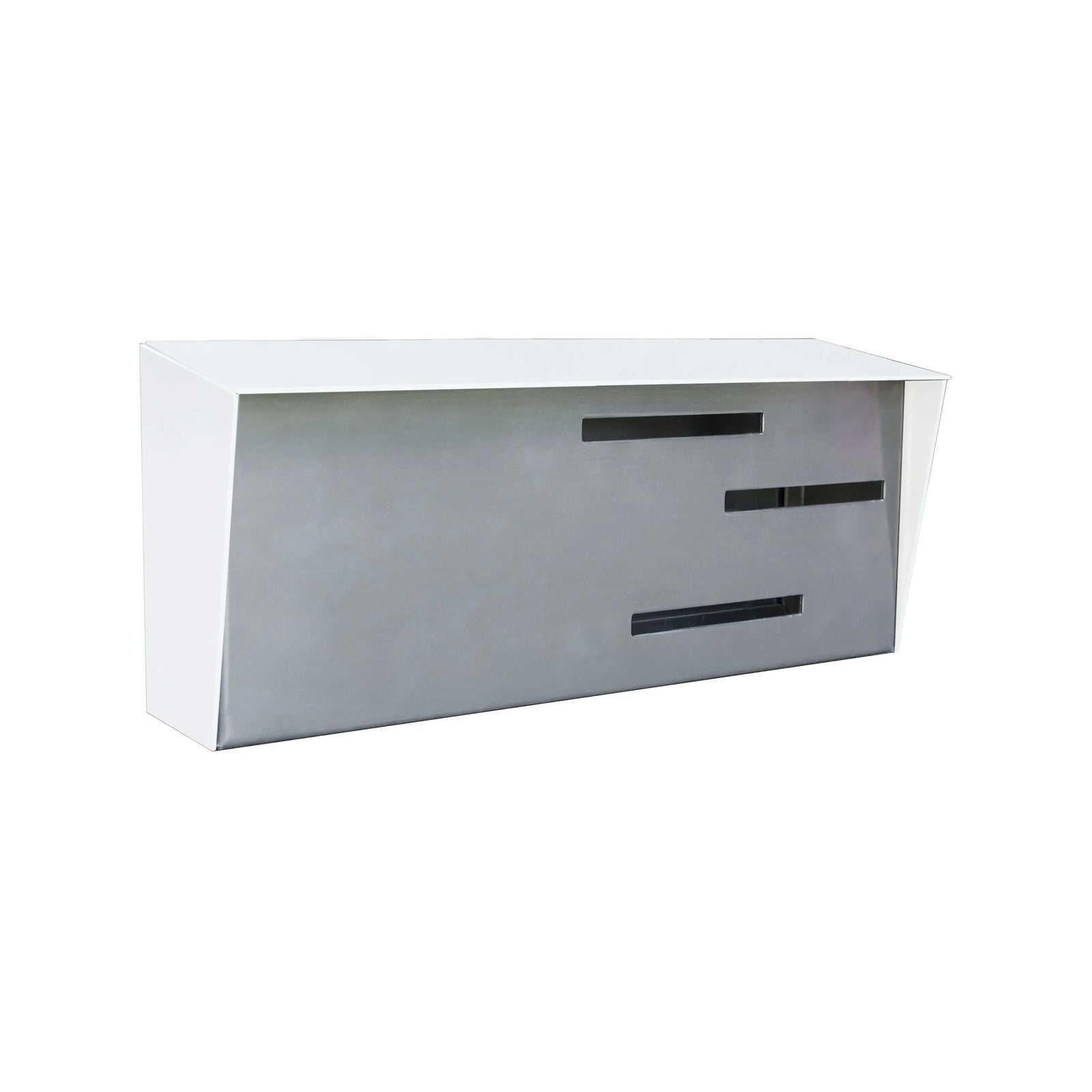 Two Tone White & Stainless Modern Mailbox | Chairish