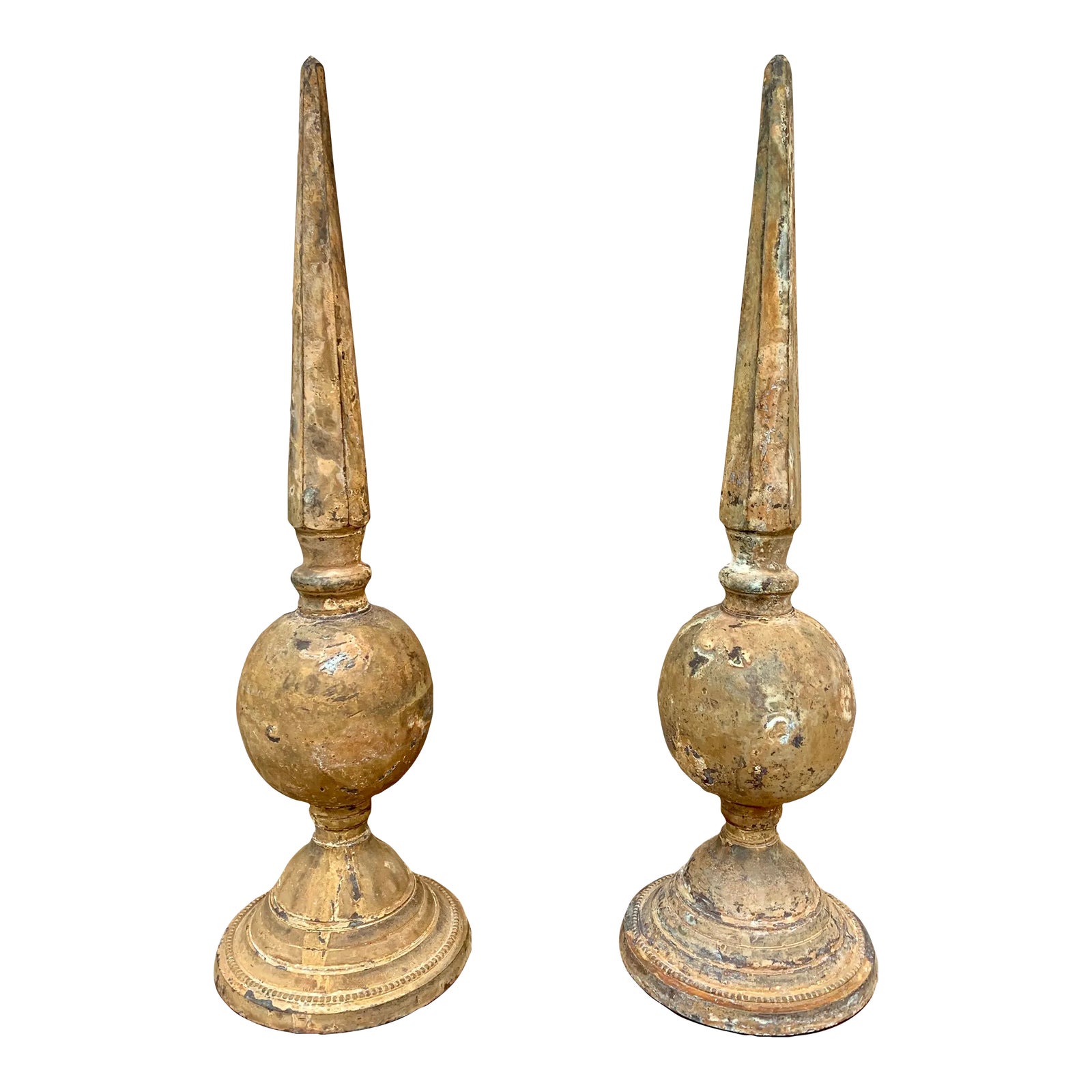 Vintage Cast Iron Garden Finials, Pair | Chairish