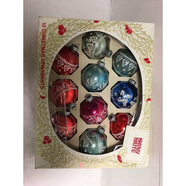 Vintage Shiny Brite Glass Christmas Ornaments - Set of 10 | Chairish