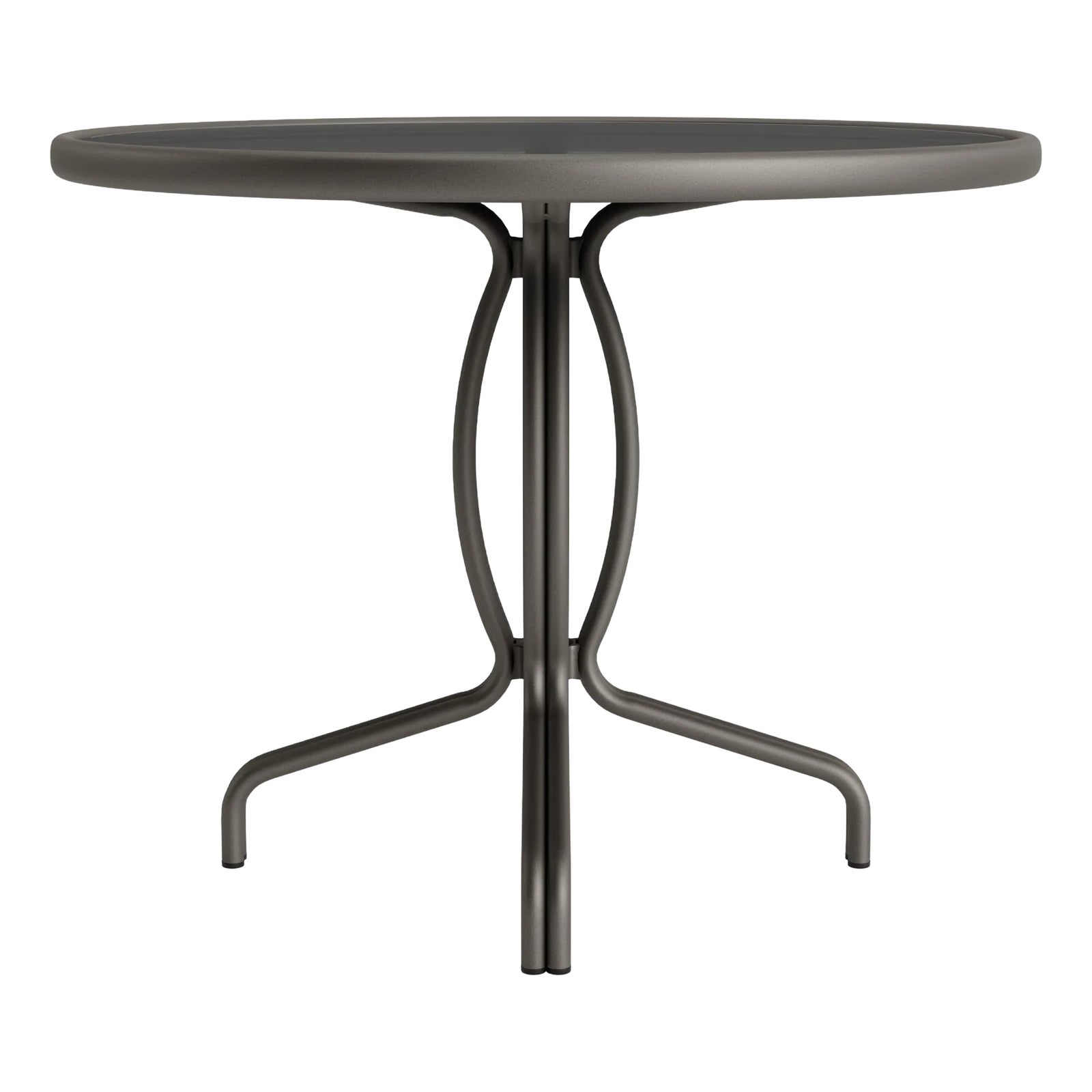 Brown Jordan Kantan Aluminum 36" Round Table, Mica frame | Chairish